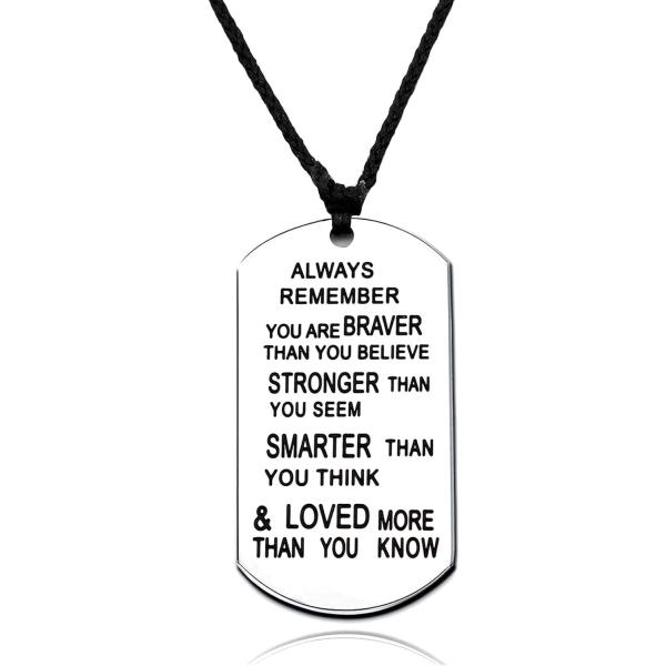 商品名lauhonmin Always Remember You are Braver/Stronger/Smarter Than You Think ロープペンダントネックレス 家族や友人へのギフトに最適lauhonmin Always ...