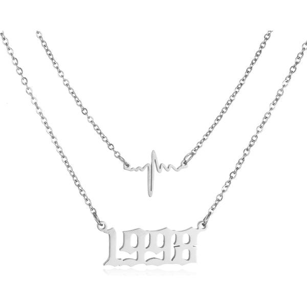 商品名RWQIAN Birth Year Number Pendant Necklace for Women Couples Anniversary Birthday Giftt 1998 Necklace Silverブランド：RWQIA...