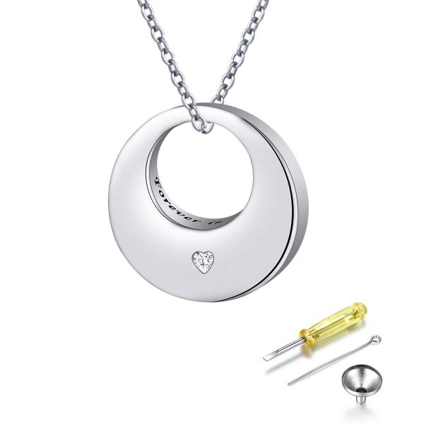 商品名: YinShan 遺灰用ネックレス レディース ガールズ 火葬ジュエリー 925スターリングシルバー 永遠の思い出 永遠の思い出 私の心の中の遺灰の記念品 調節可能なシルバーチェーン 18+2インチ, スターリングシルバー Circ...