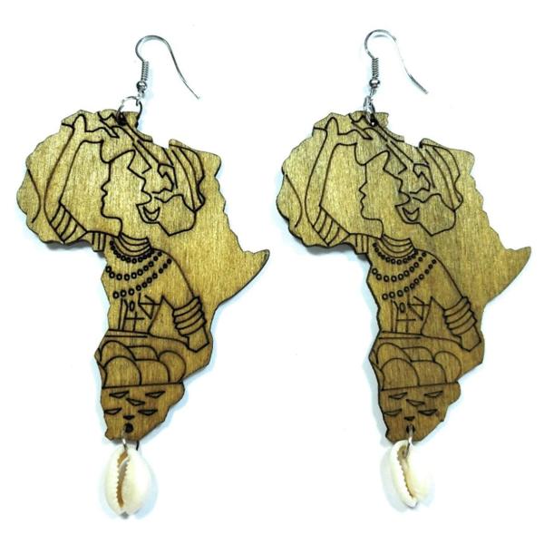 商品名:  African Nubian Afrocentric Africa Map Cowrie Shell Bohemian Style Summer Fashion Women Girls Long Dangle Earrings ...