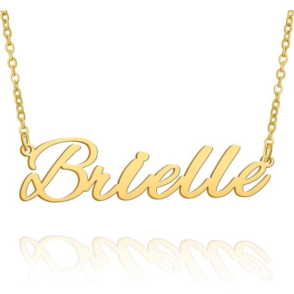 商品名[FUAUFAS] BUREI Name Necklace Big Initial Gold Plated Best Friend Jewelry Women Gift for Her BrielleBUREI Name Neckla...