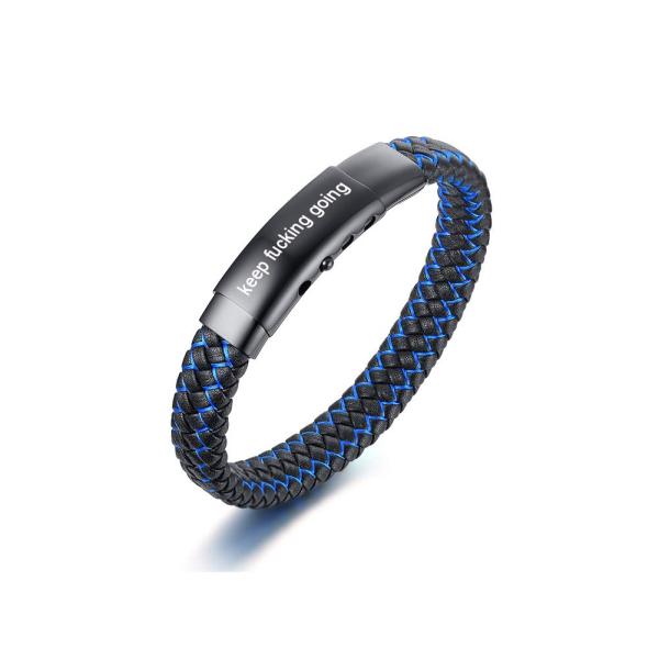 商品名: MEALGUET インスピレーションを与える引用句 編み込みレザーブレスレット 刻印入り 励ましリストバンド メンズ 男の子 父親 友人 兄弟 メンズ カスタマイズ可 ギフト, 金属 レザー MEALGUET Keep Funki...