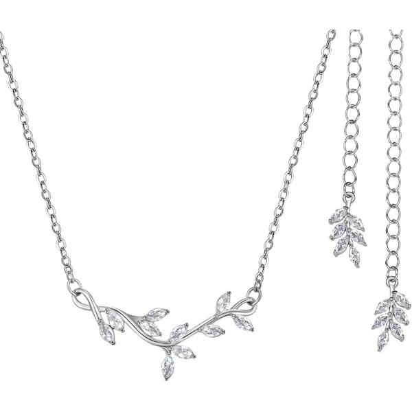 商品名SWEETV クリスタル ウェディング ブライダル バックドロップ ネックレス 花嫁用 キュービックジルコニア つる 上品 バック ペンダント ネックレス レディース ブライズメイド ギフト シルバーSWEETV Crystal We...