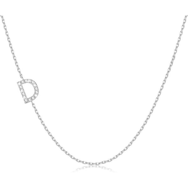 商品名Sllaiss 925スターリングシルバー クリスタル イニシャル 横向き チョーカーネックレス ミニアルファベット文字ネックレス 小さなイニシャルネックレス オーストリアクリスタル製 イニシャルジュエリー 記念日 誕生日, 水晶Sl...