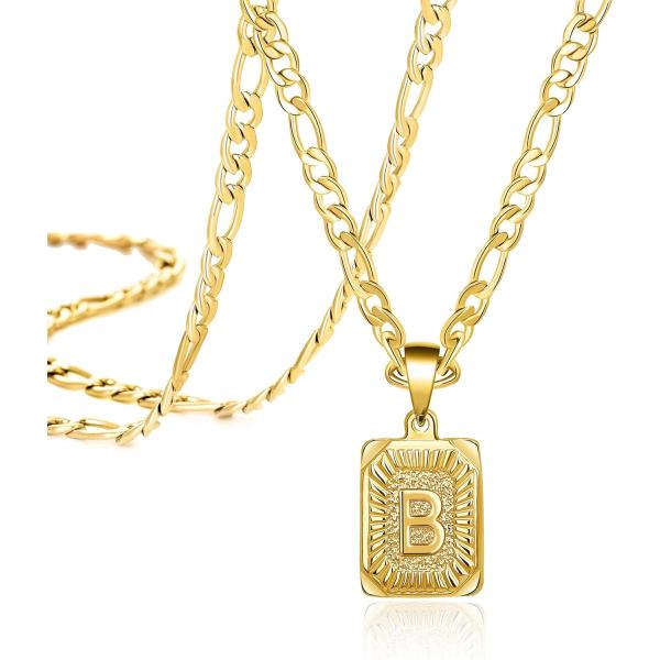 商品名Joycuff 18Kゴールド イニシャルネックレス レディース メンズ ティーン ガールズ ベストフレンド ファッション トレンディ フィガロチェーン スクエア文字 ステンレススチール ペンダントネックレス パーソナライズ アルファ...