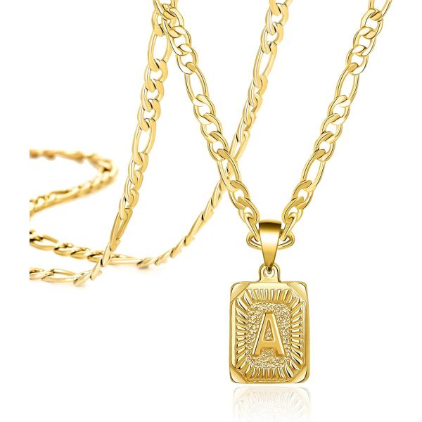 商品名Joycuff 18Kゴールド イニシャルネックレス レディース メンズ ティーン ガールズ ベストフレンド ファッション トレンディ フィガロチェーン スクエア文字 ステンレススチール ペンダントネックレス パーソナライズ アルファ...