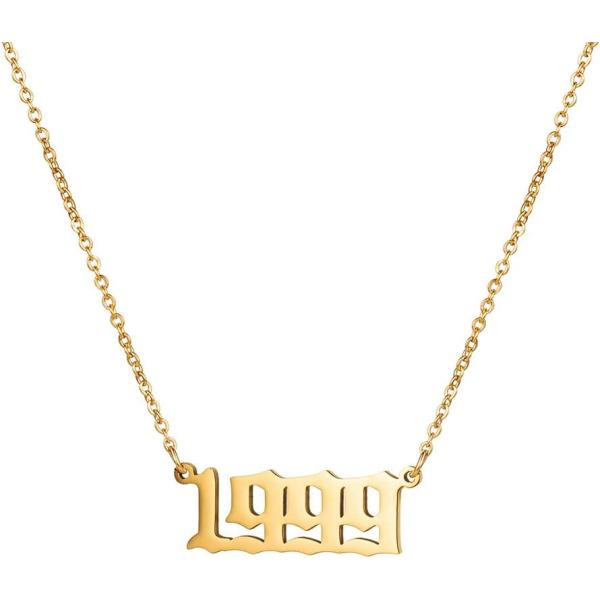 商品名MEMGIFT 誕生年 数字 ペンダント ネックレス オールドイングリッシュネックレス レディース 娘 ティーンガール 姉妹 誕生日 母の日 ジュエリー ギフト ステンレススチール 18K純金メッキMemgift 1999 Birth...