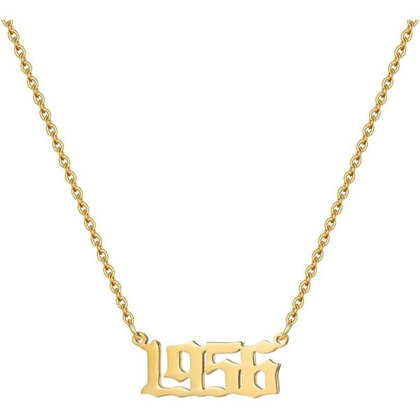 商品名お嬢様やティーン、姉妹、誕生日、母の日、ジュエリーギフト、ステンレススチール製、メッキ。, 金属Memgift 1956 Birth Year Number Pendant Necklace for Women and Birthda...