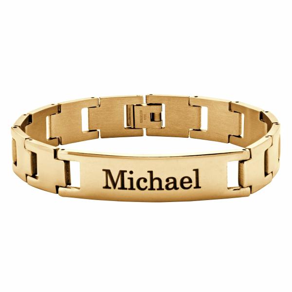 商品名:  PalmBeach Men's Yellow Gold Ion-Plated Stainless Steel Personalized ID Bracelet (12mm), Snap Clasp, 8.5 inchesブランド...