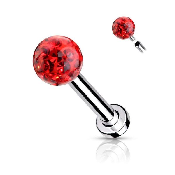商品名:  Internally Threaded Surgical Steel with Epoxy Covered Crystal Paved Ball Top Flat Back Studs for Labret, Monroe, C...