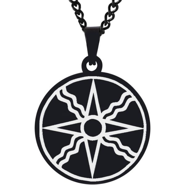 商品名MMBOX Black Plated Seal of Shamash Symbol Stainless Steel Assyrian Mesopotamian Sun God Pendant Trendy Necklaceブランド：M...