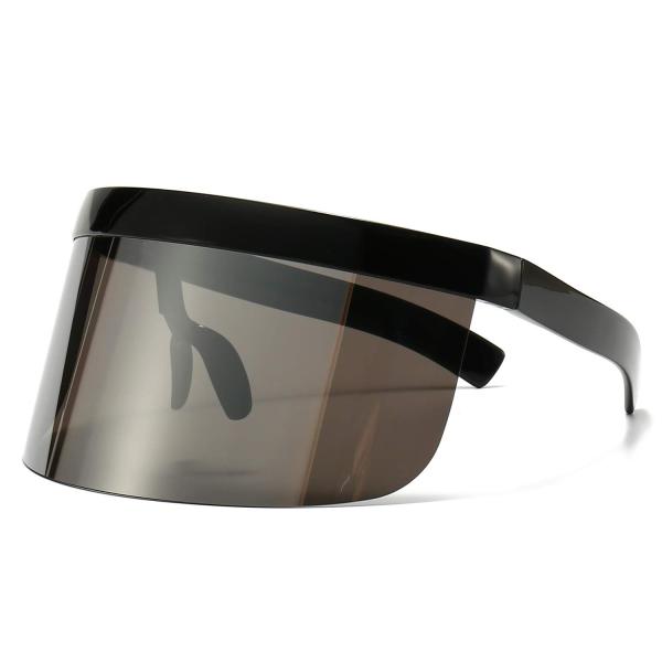 商品名:  Futuristic Shield Oversized Visor Sunglasses,Mirrored Huge Flat Top for Men,Women,Like Sunhat for UV Protection Bl...
