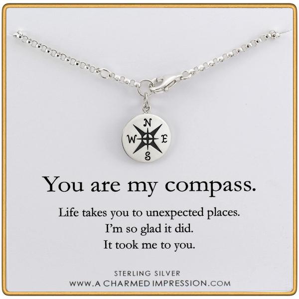 商品名: You are My Compass ? I'd be Lost Without You ? パーソナライズチャームブレスレット? 妻/ガールフレンド/親友へのユニークな手作りギフト, 金属 You are My Compass ...