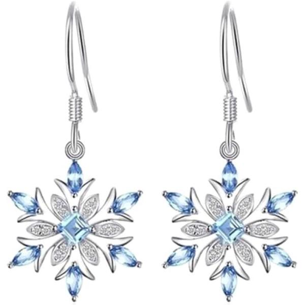 商品名Fenfangxilas Fashion Stud Drop Dangle Earrings Set for Women Girls Women Faux Sapphire Inlaid Snowflake Dangle Hook E...