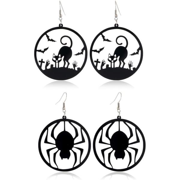 商品名ハロウィンテーマスタッドイヤリング2組セット ハロウィン 蜘蛛の巣 パンプキン ゴースト コウモリ ブー ハロウィン ドロップ イヤリング レディース ガールズ2 Pairs Halloween Theme Stud Earring ...