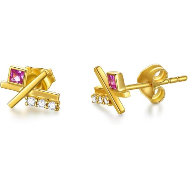 商品名SISGEM 14Kリアルゴールドバランスクロススタッドイヤリング レディース モアッサナイト 人工ピンク5AキュービックジルコニアXクロススタッドイヤリング 妻/女の子用 イエローSISGEM 14K Real Gold Balan...