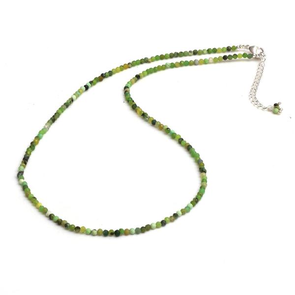 商品名Gempires Natural Green Opal Beaded Necklace, Green Beads Necklace, Opal Jewelry for Women, Silver Plated Chain, 16+2 ...