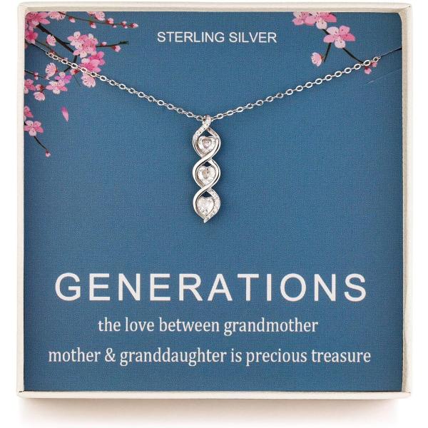 商品名Generations ネックレス - スターリングシルバー スリーハート インフィニティ 遺伝子ネックレス 祖母 母 孫娘 誕生日ジュエリー 母の日ギフトGenerations Necklace - Sterling Silver ...