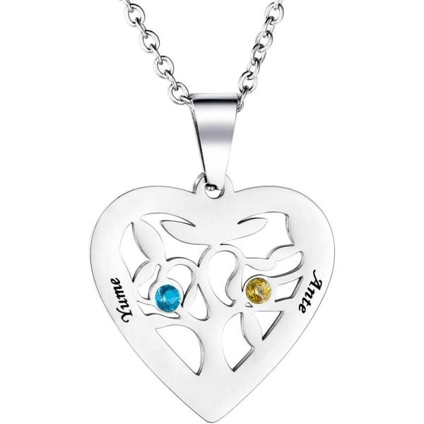 商品名Personalized Family Tree of Life Necklace Mothers Necklace with 2-7 Simulated Birthstones Children Names Engraved Jew...