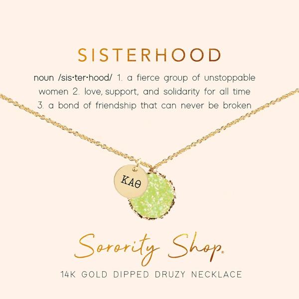 商品名Sorority Shop Kappa Alpha Theta シスターフッド ドゥルージー ネックレスSorority Shop KAT Necklace - Kappa Alpha Theta Lime Green Druzy G...