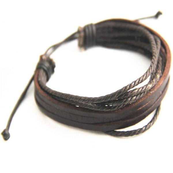 商品名:  LKEEP Simple Personality Multi-layer Hand-woven Bracelet Casual Men's PU Leather Bracelet Wristband,Brownブランド: LKE...