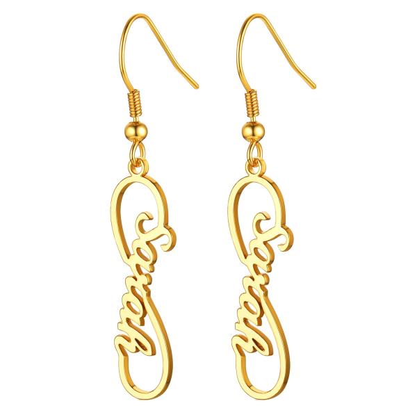 商品名: (チェーンハウス) ChainsHouse 名前入りイヤリング ゴールドパーソナライズイニシャルスクリプトネームジュエリー カスタムネームダングルドロップイヤリング レディース ガールズ ゴールド Personalized Nam...