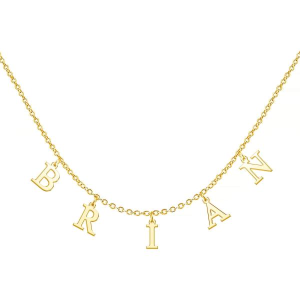 商品名YSAHan Uppercase Block Letter Charm Name Necklace Personlized Initial Alphabet Pendant Jewelry with 14K Gold Plated f...