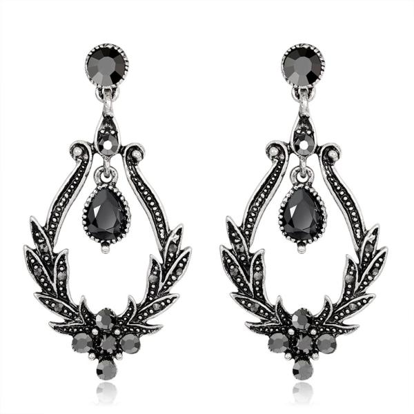 商品名:  shiYsRL Earrings Stud Crystal Pearl Earring Set, Women Vintage Faux Black Gem Leaves Hollow Dangle Earrings Party ...