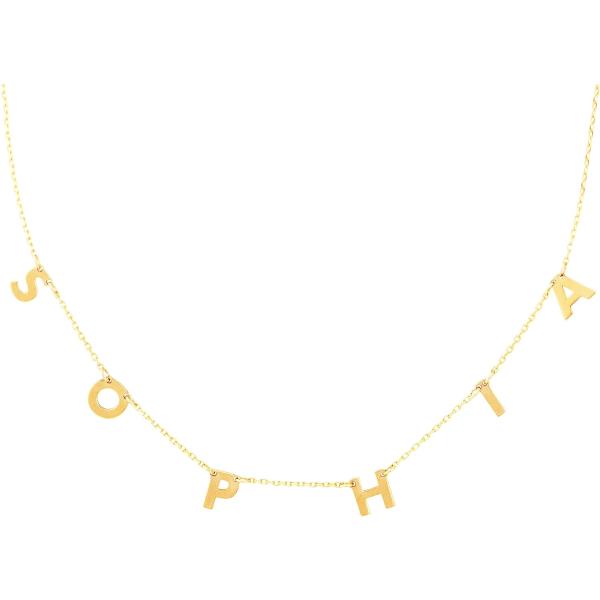 商品名YOSI ALTMANN 14K 名前入りネックレス 襟 女性またはティーン用 カスタマイズジュエリーYOSI ALTMANN Personalized Name Necklace14K Real Gold Customized je...