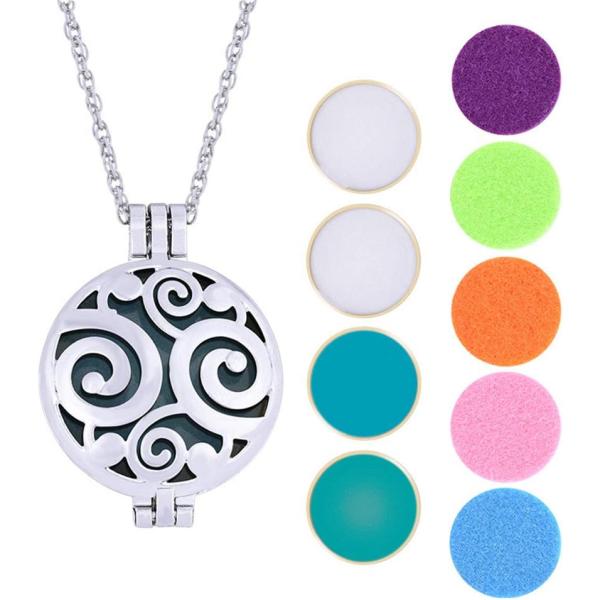 商品名Ai.Moichien Women Pendant Necklace Spiral Aromatherapy Essential Diffuser Dainty Chain Silver Plated Openable Friends...