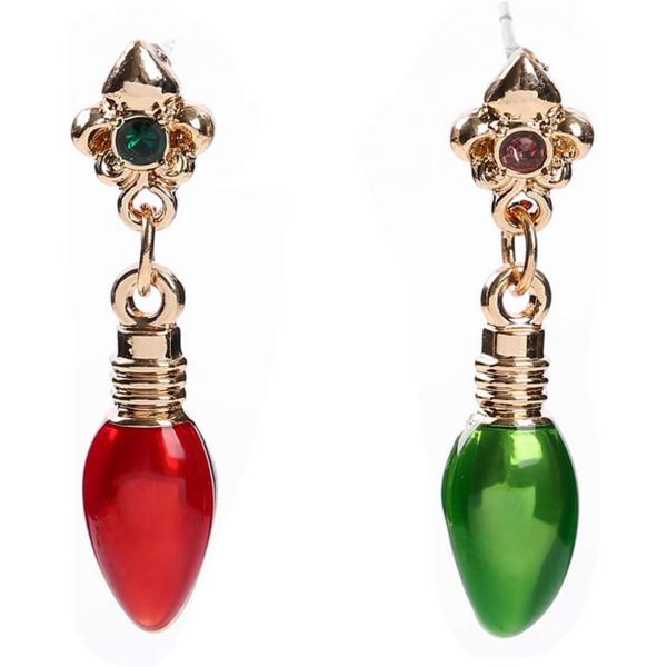 商品名Christmas Charms Earrings Crystal Inlaid Evergreen Xmas Tree Stocking Stuffer Jingle Bell Classic Red Green Lamp Bulb...