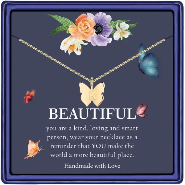 商品名Hidepoo イニシャルバタフライネックレス 女の子用 14K金張り 繊細なバタフライペンダント チョーカーネックレス イニシャルバタフライネックレス カスタマイズバタフライジュエリーギフト 女性や女の子に ゴールドHidepoo ...