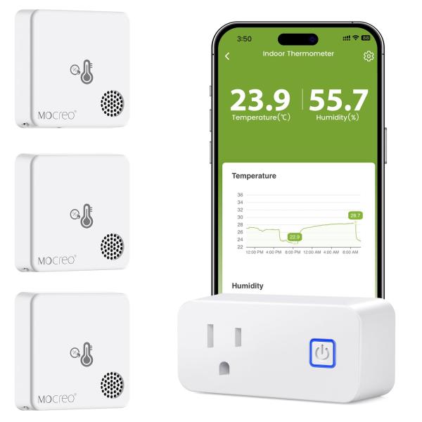 商品名:  MOCREO WiFi Room Thermometer Hygrometer, Remote Email App Alert, 2 Years Data Export, 2 Years Battery, No Subscrip...