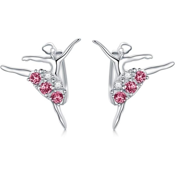 商品名バレリーナピアス スターリングシルバー ダンサージュエリー 人工誕生石クリスタル バレエテーマ ダンサーギフト ガールズ ティーン レディースBallerina Hoop Earrings for Girls Sterling Sil...
