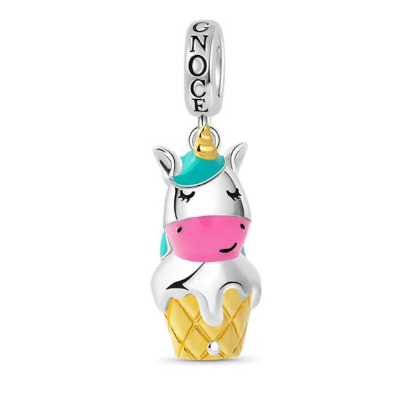 商品名:  GNOCE Unicorn Ice Cream Pendant Charm Sterling Silver Dangle Charm Fit Bracelet/Necklace For Women Girls Wife Daug...