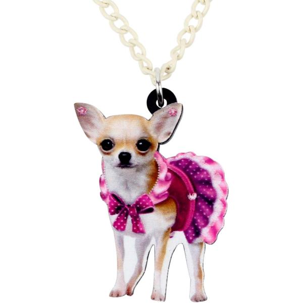 商品名DUOWEI アクリル カラフル ドレス チワワ 犬 ネックレス かわいいペットペンダント ジュエリー ファッション ギフト 女性 子供 女の子 パープルDUOWEI Acrylic Black Chihuahua Necklace ...