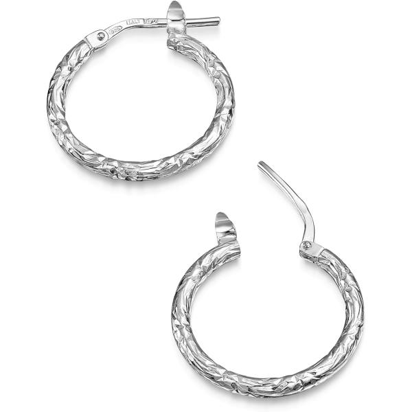 商品名Amberta レディース 925スターリングシルバー フープピアス, 金属Amberta Women's 925 Sterling Silver Hoop Earrings: Textured Hoopsブランド：Amberta商品...