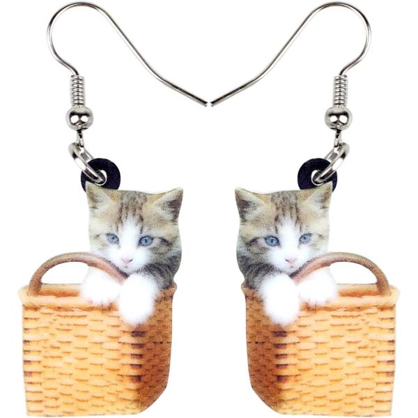 商品名DUOWEI かわいいバスケット 猫 子猫 イヤリング アクリル ペット ダングル ドロップ 動物 ジュエリー 女性 ティーン ガールズ ギフト ブラウンDUOWEI Sweet Basket Cat Kitten Earrings ...