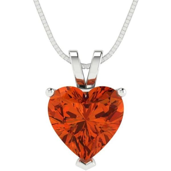 商品名Clara Pucci 2.0 ct Heart Cut Genuine Red Simulated Diamond Solitaire Pendant Necklace With 18"" Gold Chain box Solid ...