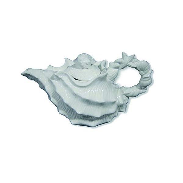 商品名: Blue Sky Ceramics シェル フィギュア ティーポット ホワイト マルチ Blue Sky Ceramics Shell Figural Teapot White, Multiブランド: Blue Sky Clayw...
