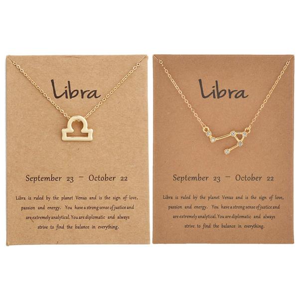 商品名:  2pcs Libra Necklace for Women Men 12 Constellation Pendant Necklace Zodiac Sign Birthday Gifts for Women and Girls...