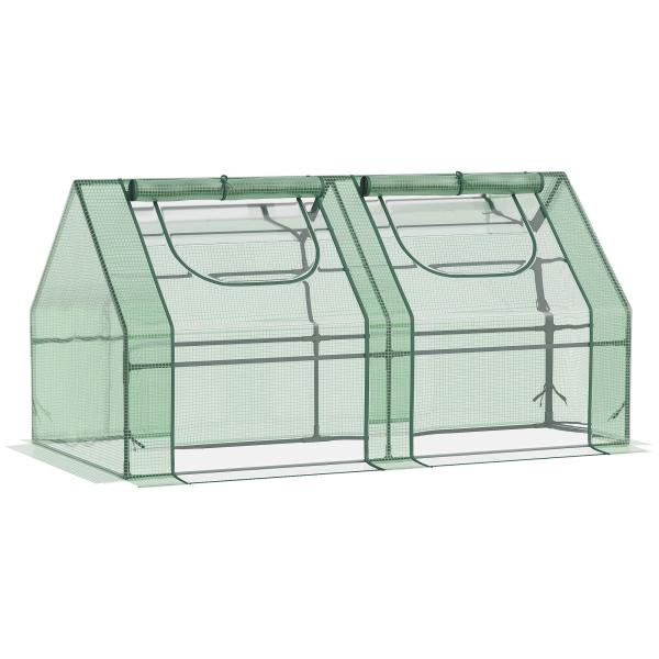 商品名:  Outsunny 6' x 3' x 3' Portable Greenhouse, Garden Hot House with 2 PE/Plastic Covers, Steel Frame and 2 Roll Up Wi...