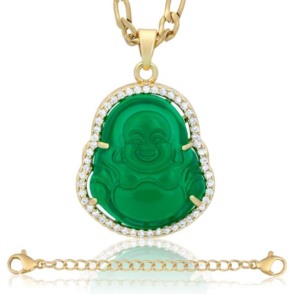 商品名ZenBless ブッダ キュービックジルコニア ネックレス アイスアウト 翡翠 笑っている仏陀 ネックレス 女性用 ヨガ マーラ 風水 幸運 ギフト 女性用ZenBless Buddha Cubic Zirconia Necklac...
