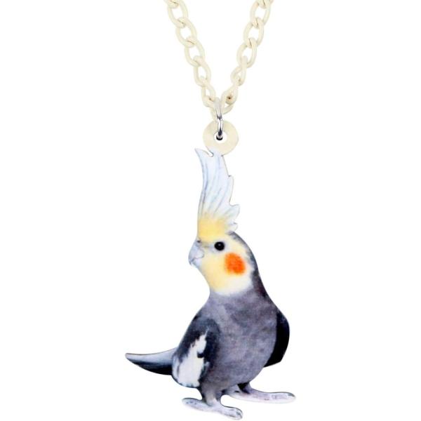 商品名DUOWEI アクリルデリケート ホワイト オカメインコ オウム ネックレス ノベルティ トロピカル アニマル ペンダント ジュエリー 女性/ティーン/女の子/鳥愛好家への素敵なギフト ブラックDUOWEI Acrylic White...