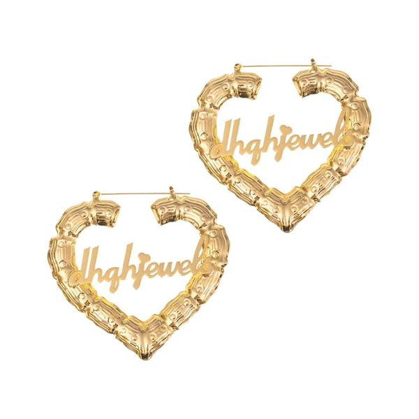 商品名:  Suxerlry Personalized Heart Bamboo Hoop Earrings Custom Name Hip-Hop Oversized Plated Fashion Jewelry (Gold)ブランド: ...