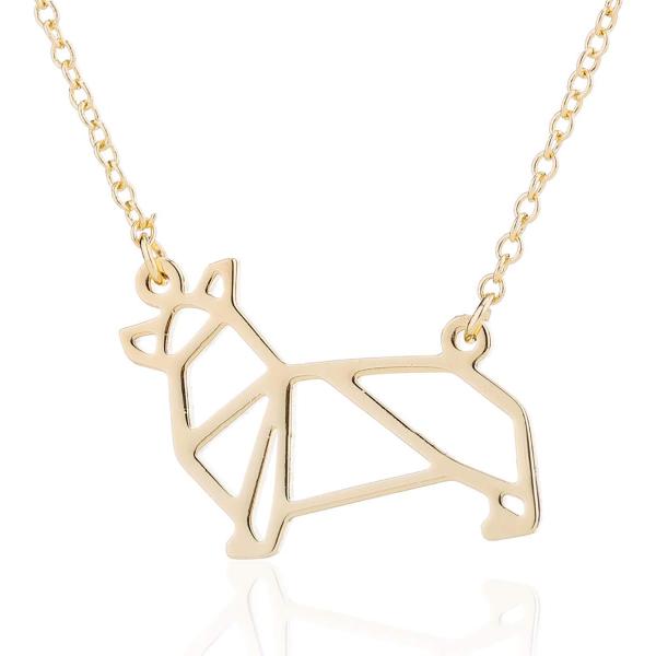 商品名かわいいコーギーネックレス - ドッグペンダントネックレス 折り紙 幾何学ジュエリー コーギーギフト 犬好きの方に最適 コーギー愛好家へのドッグネックレス コーギー愛好家へのギフトCute Corgi Necklace - Dog P...