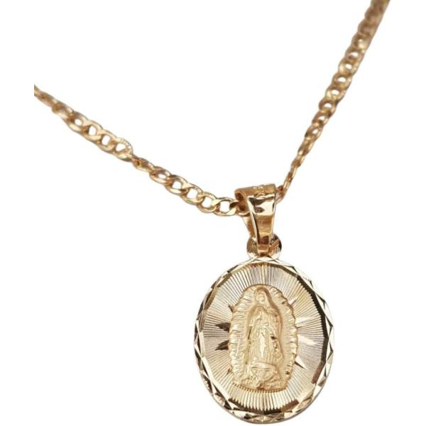商品名グアダルーペの聖母メダルネックレス 14K金張りチェーンネックレス グアダルーペの聖母マリアチャームネックレス 宗教ジュエリー カデナの聖母グアダルーペの聖母グアダルーペMXArtsCrafts Gold virgen de Guad...