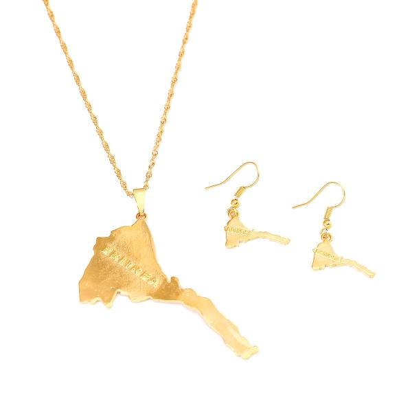 商品名:  Trendy Eritrea Map Flag Pendant Necklace Earrings Women Men Gold Color Map Of Eritrea Jewelry Setブランド: Yongkan Jew...