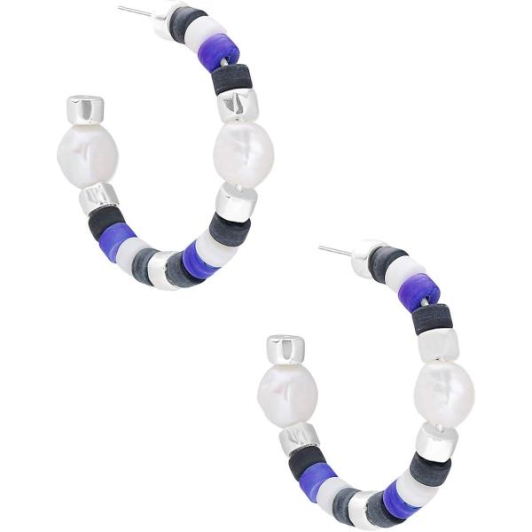 商品名Kendra Scott Rachel フープイヤリング, One Size, パール, 真珠Kendra Scott Rachel Hoop Earrings Bright Silver/Black Mix One Sizeブランド...