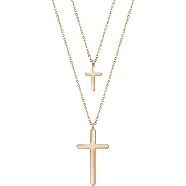 商品名KristLand   18Kローズゴールド/ S925シルバーバーショートネックレス シンプルソリッドクロスネックレス 調節可能なロングチョーカーKristLand - 18K Gold Plated Layered Necklac...